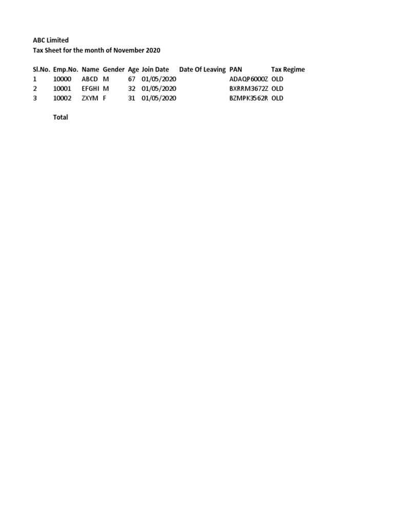 03 ABC Taxsheet Nov2020 | PDF