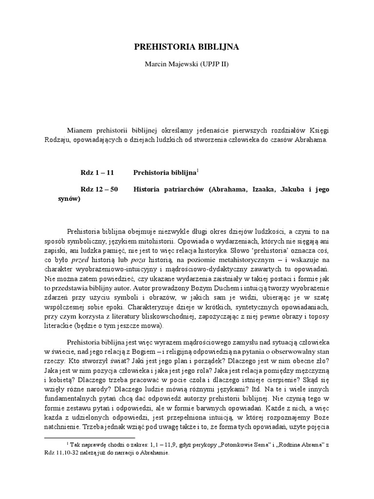 PREHISTORIA BIBLIJNA RDZ 1 11 Marcin Majewski A 10 II 2018 | PDF