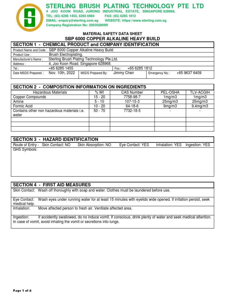 MSDS-SBP6000, Cu - Alk.HB, 221110 | PDF