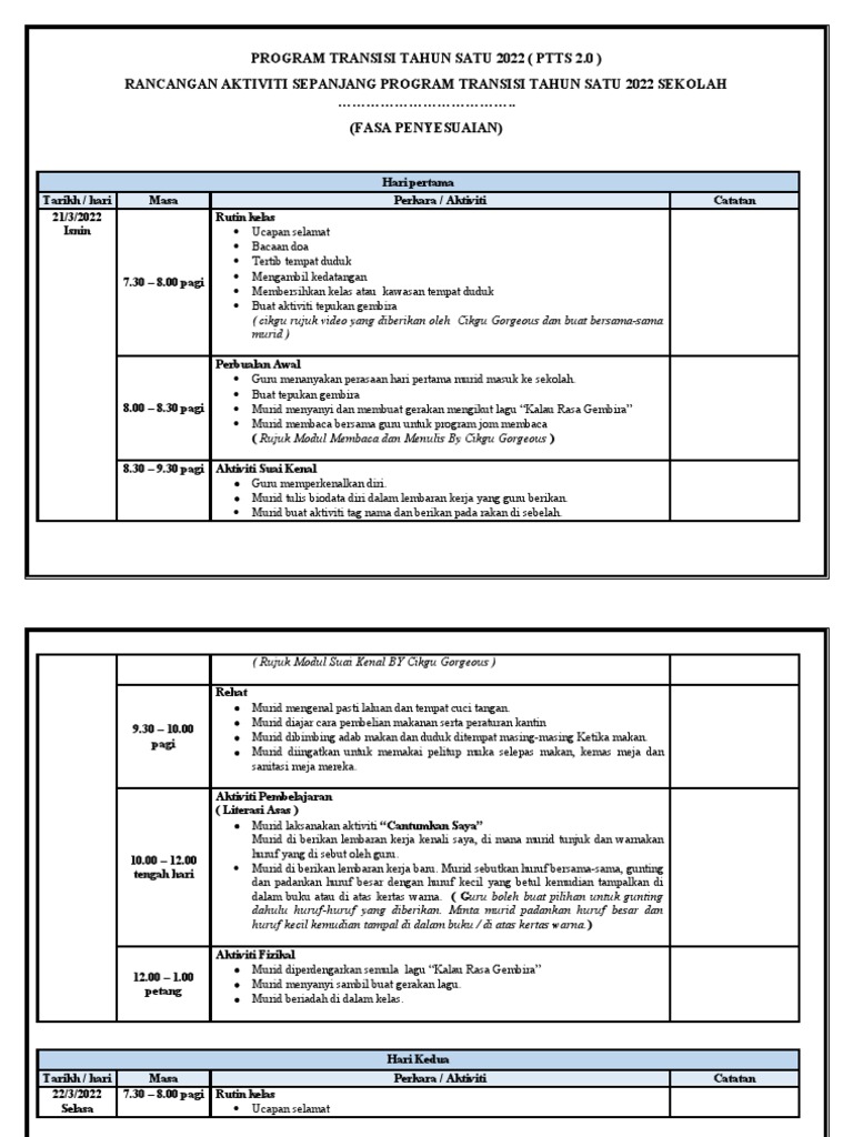 Contoh RPH Transisi | PDF