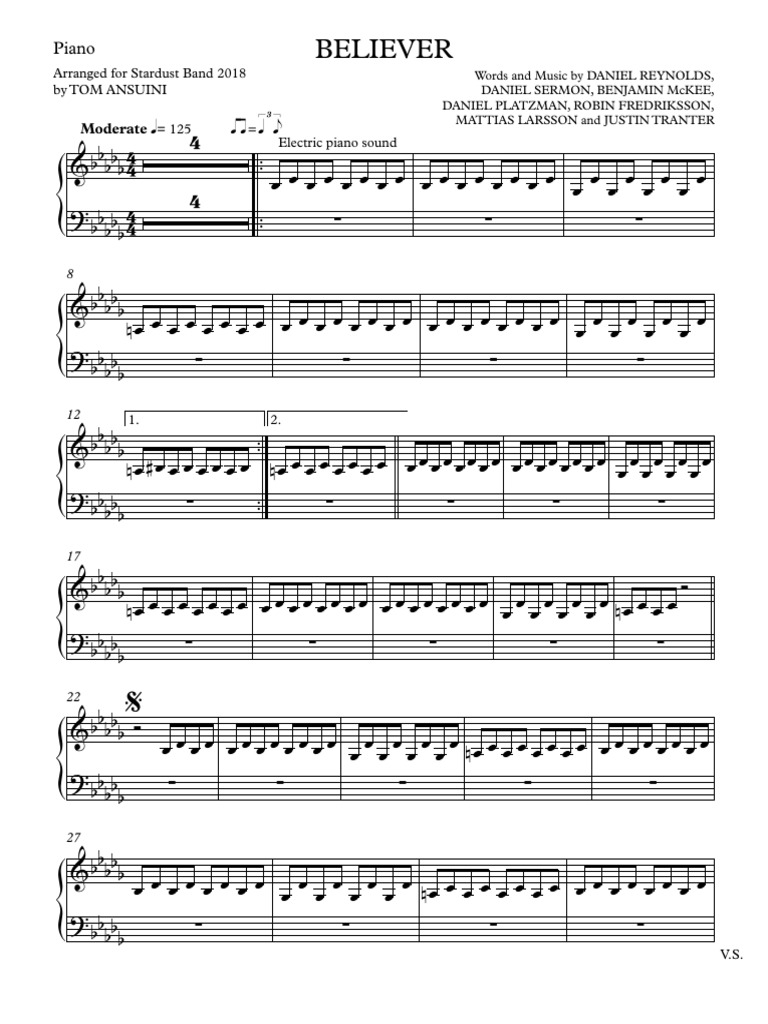 Believer - Piano | PDF