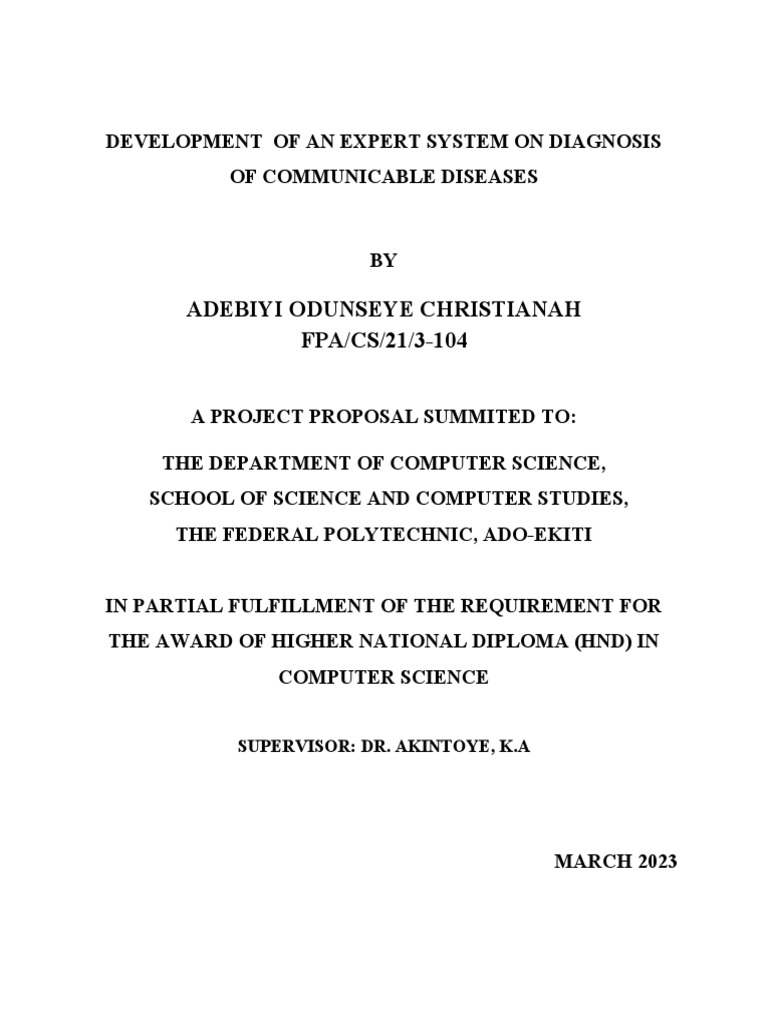 Design and Implementation of An Expert System On Diagnosis of ...