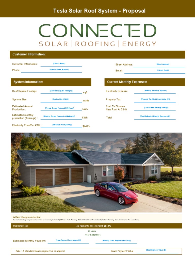 Tesla Solar Roof Estimate Proposal | PDF