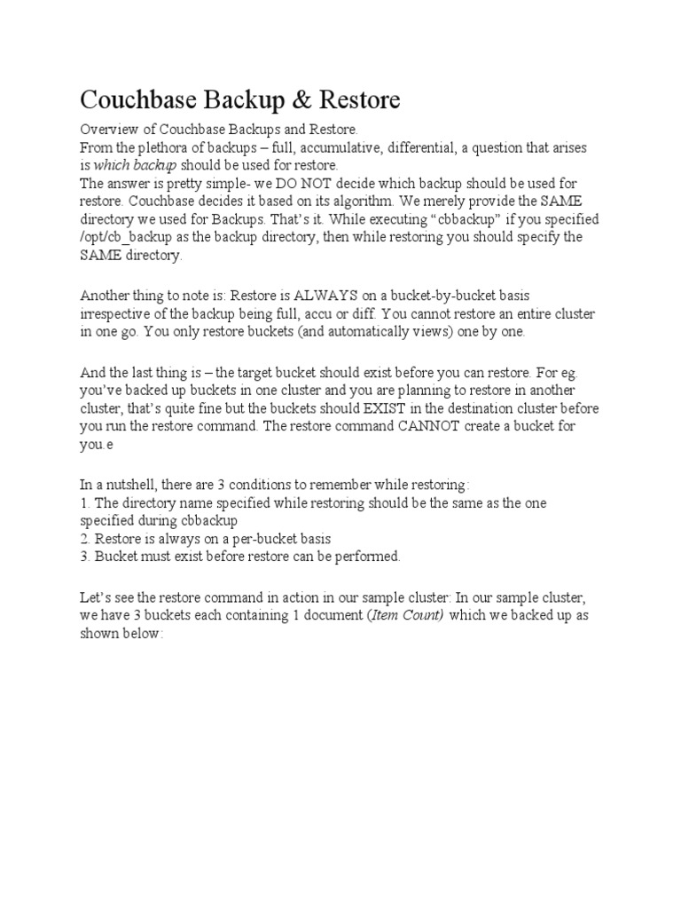 Couchbase Backup | PDF