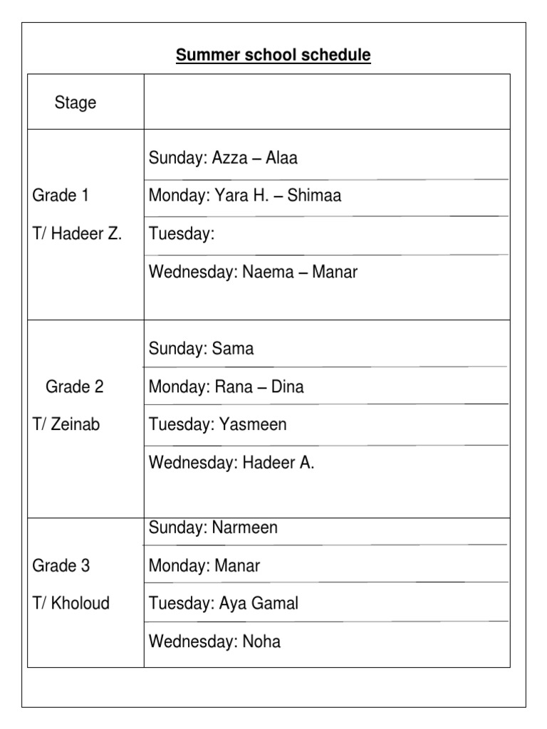 Summer School Schedule Overview | PDF