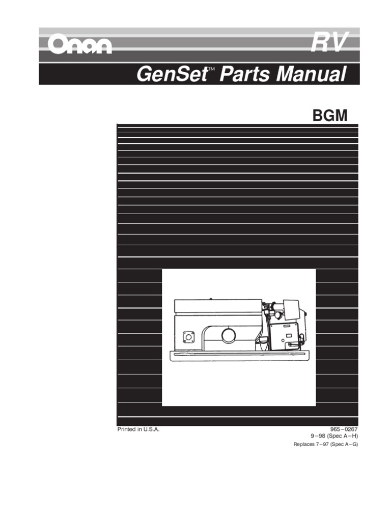 Onan Generator Parts Diagrams
