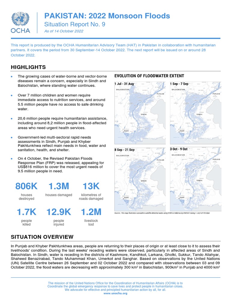 Pakistan Floods Response SitRep 9 - 14 October 2022 | PDF