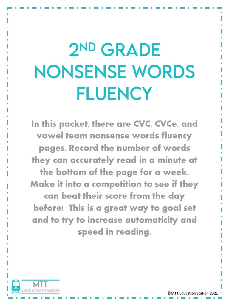 2nd Grade Nonsense Word Fluency Pack | PDF | Wellness