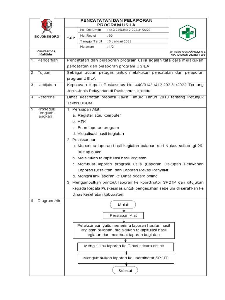 SOP Pelaporan Program Usila | PDF