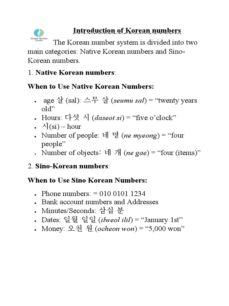 Introduction of Korean Numbers Day 3 | PDF