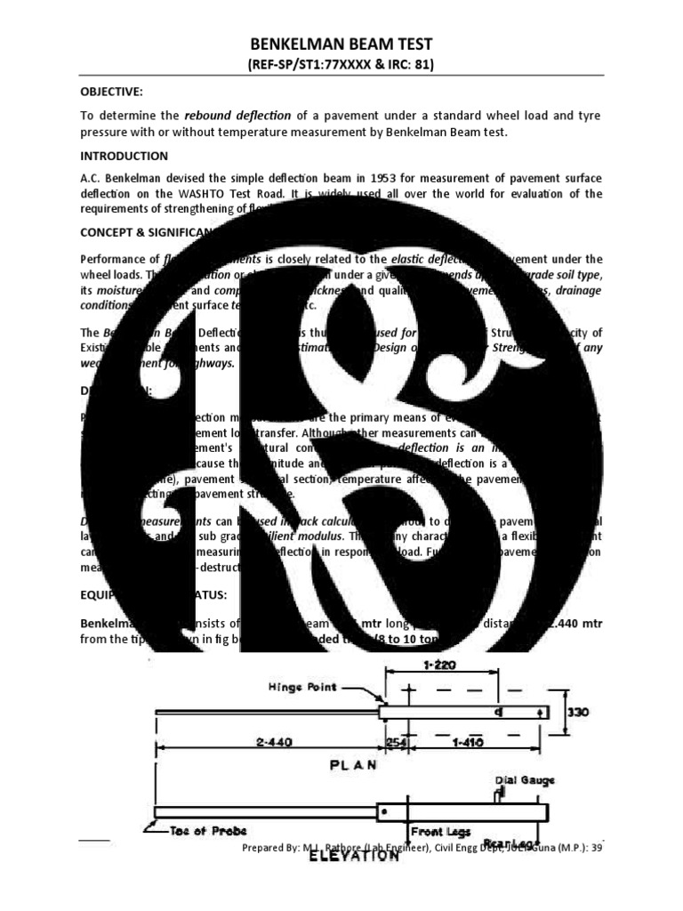 Benkelman Beam Test | PDF