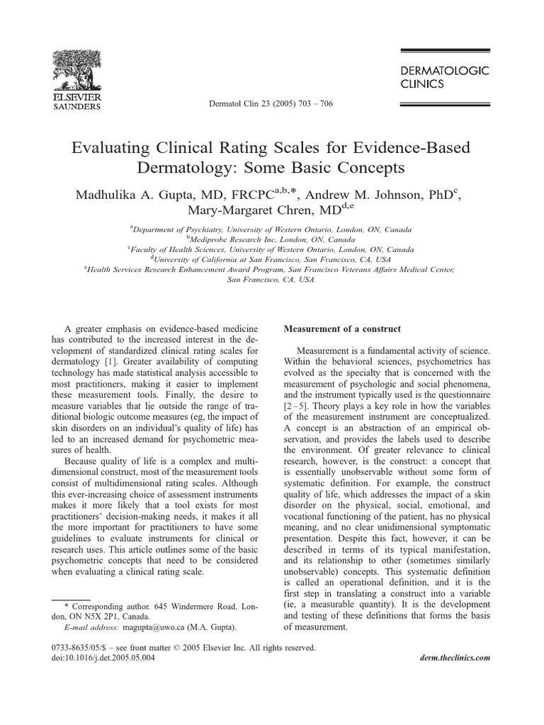 Evaluating Clinical Rating Scales For Evidence Based Derm - 2005 ...