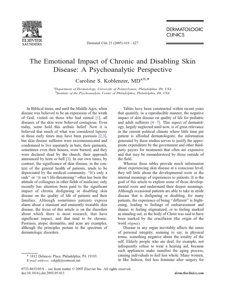The Emotional Impact of Chronic and Disabling Skin Disease - 2005 ...