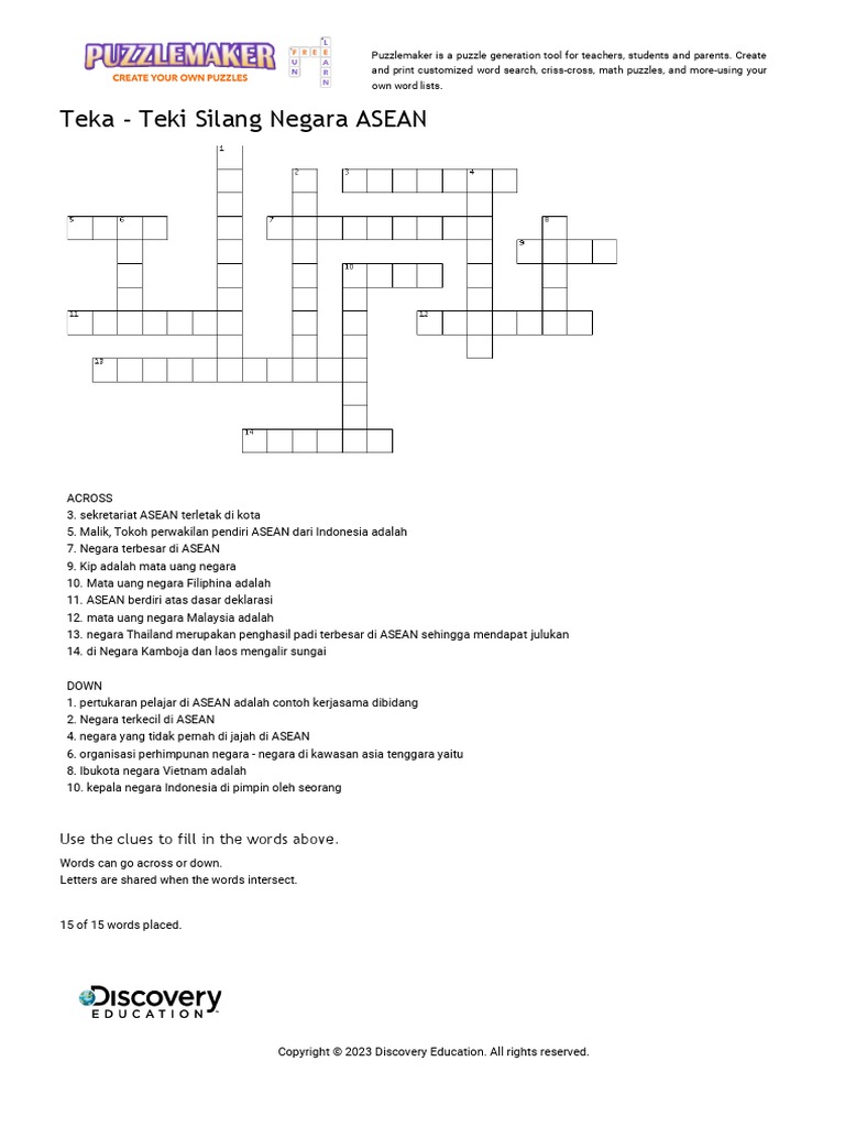 Criss Cross Puzzle - Discovery Education Puzzlemaker | PDF | Karier ...