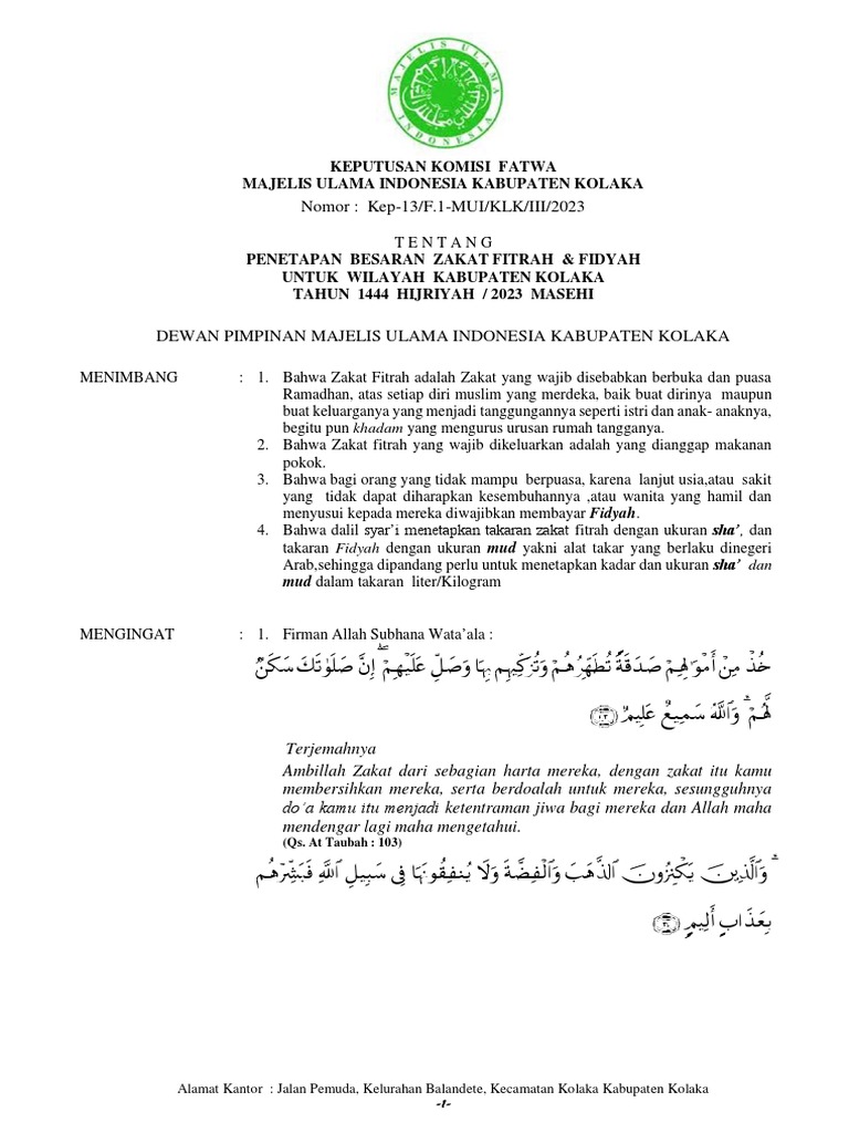 Fatwa Zakat Mui 2023 Terupdate | PDF