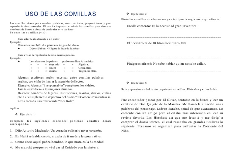 Uso de Las Comillas | PDF | Comillas