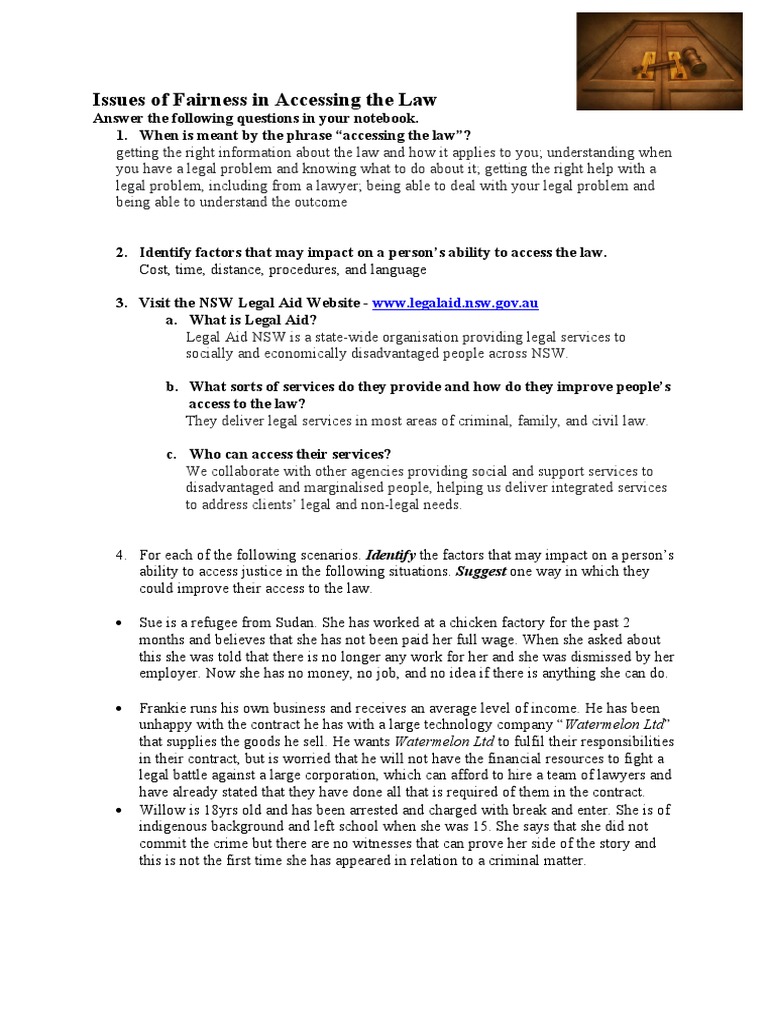 Issues of Fairness in Accessing The Law | PDF