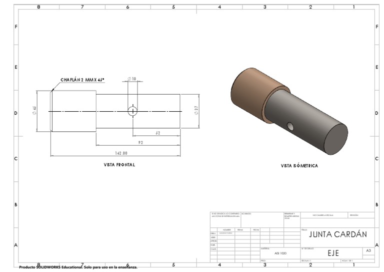 EJE Junta Cardán: Chaflán 2 MM X 45° | PDF | Dibujo técnico