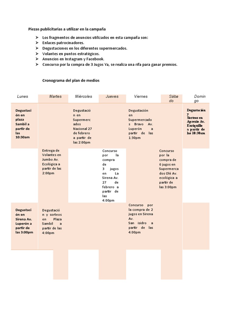 Estrategia de Publicidad para Jugos Ya | PDF