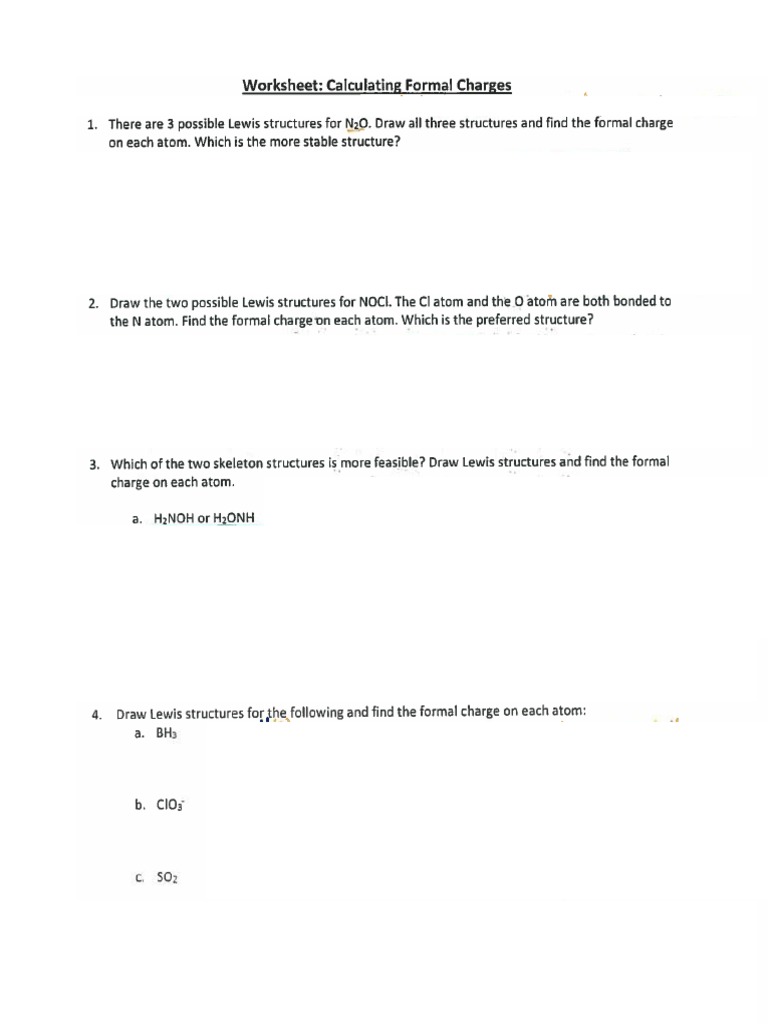 Calculating Formal Charge Worksheet-1 | PDF