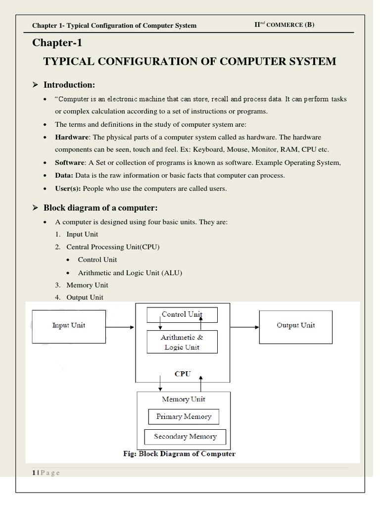 chapter-1-TYPICAL CONFIGURATION OF COMPUTER SYSTEM | PDF