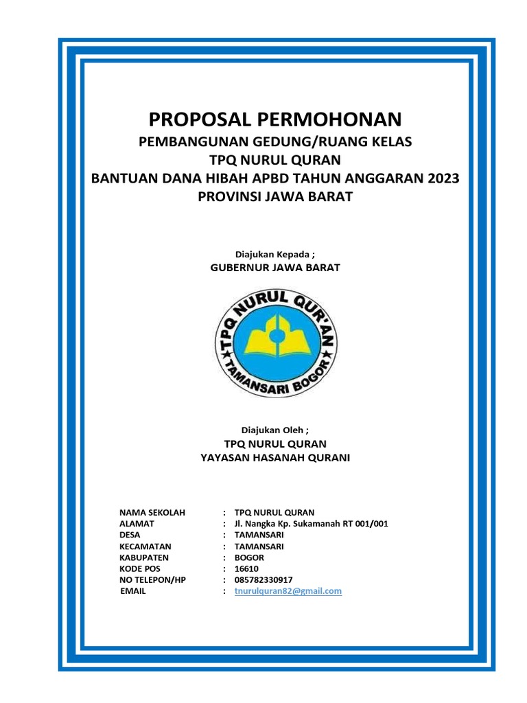 Proposal Permohonan TPQ Nurul Quran 2023 | PDF