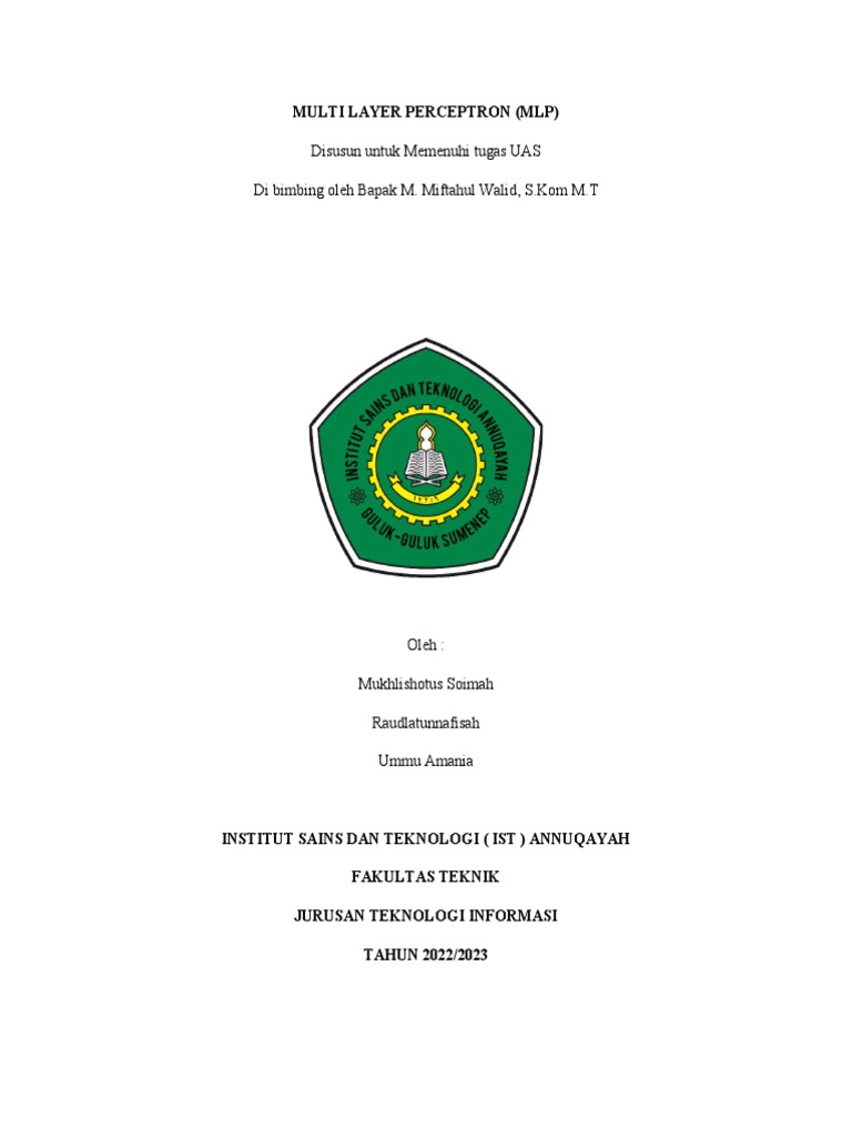 Tugas UAS MLP Pak Walid Fix | PDF