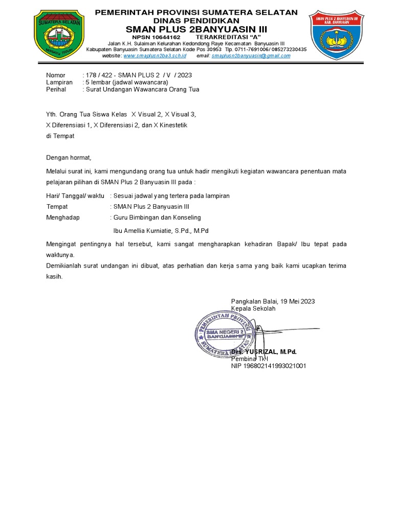 Surat Undangan Wawancara | PDF