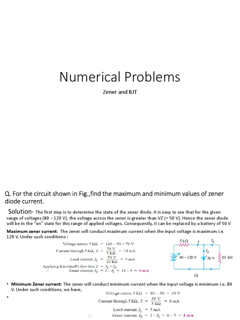 Zener and BJT Circuit Analysis | PDF | Bipolar Junction Transistor ...