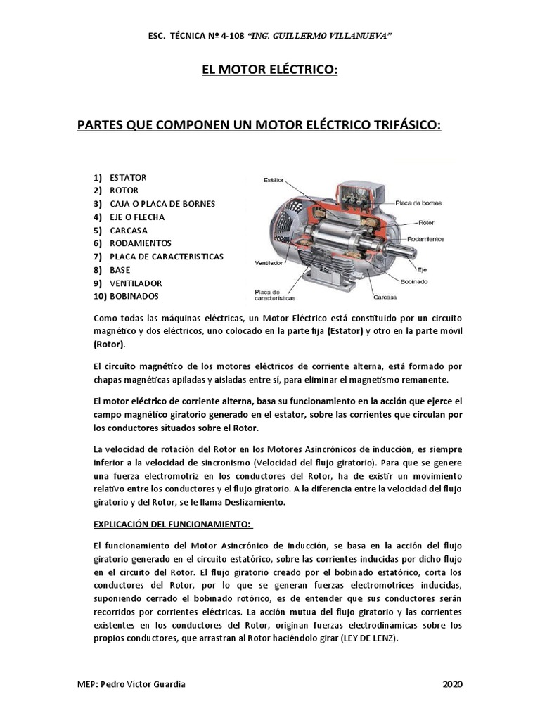 Partes y Funcionamiento del Motor Eléctrico | PDF | Motor eléctrico ...