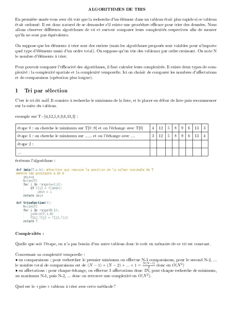 Algorithmes de Tri | PDF