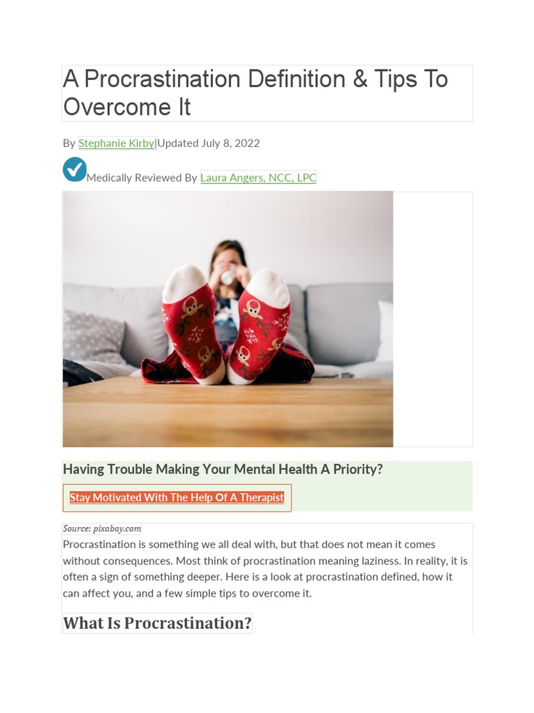 A Procrastination Definition | PDF | Self-Improvement