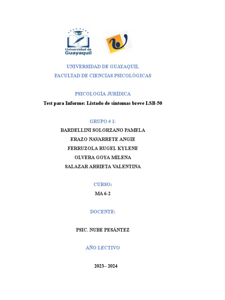 Test para Informe - Listado de Síntomas Breve LSB-50 | PDF
