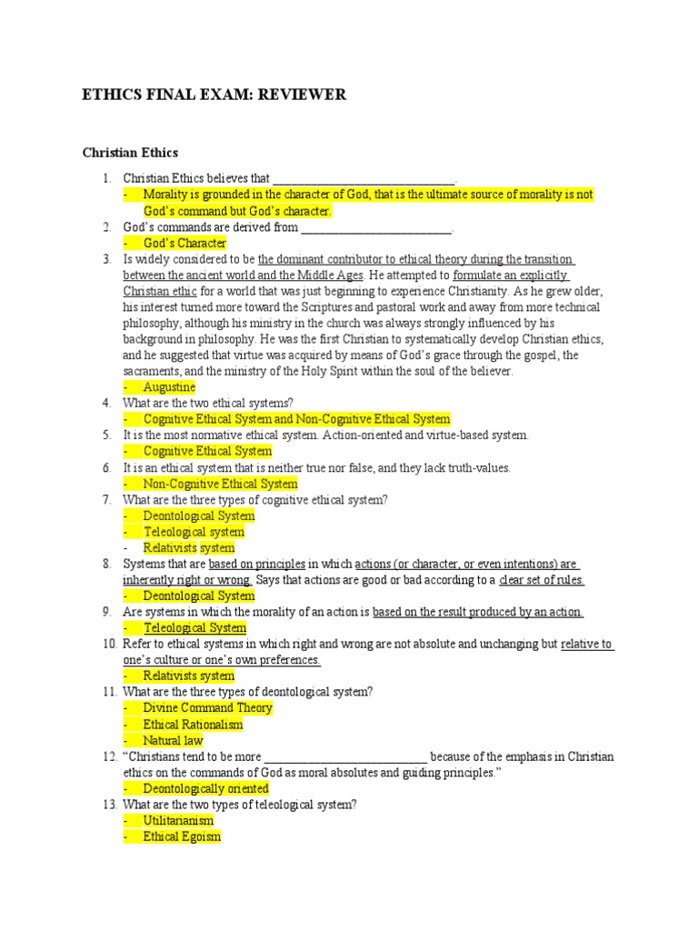 ETHICS FINAL EXAM Reviewer | PDF