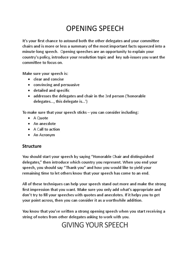 Opening Speech | PDF