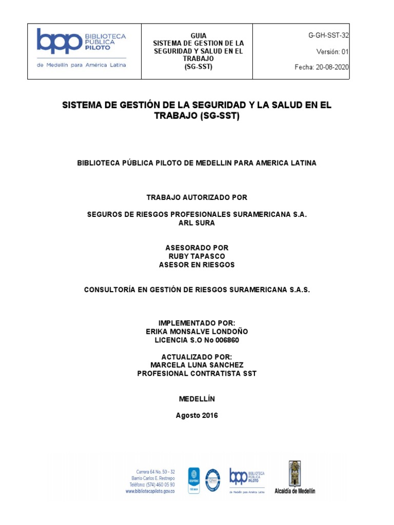 Guia Sistema de Gestion Seguridad en El Trabajo G GH SSST 32 v2 | PDF ...