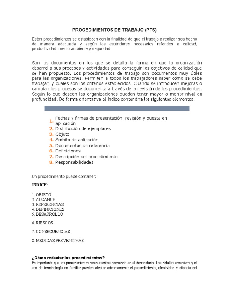 Como Hacer Un Pts Procedimientos de Trabajo de Seguro | PDF