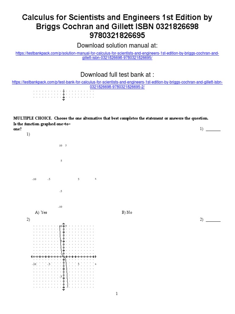Calculus For Scientists and Engineers 1st Edition Briggs Test Bank ...