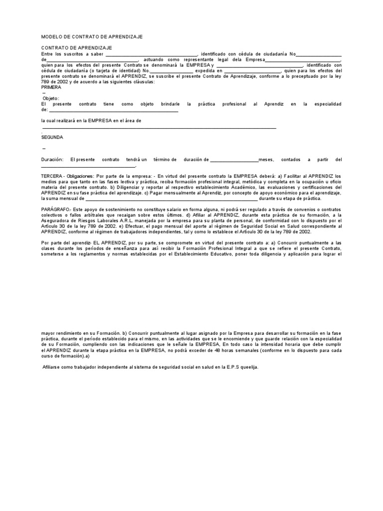 Modelo de Contrato de | PDF