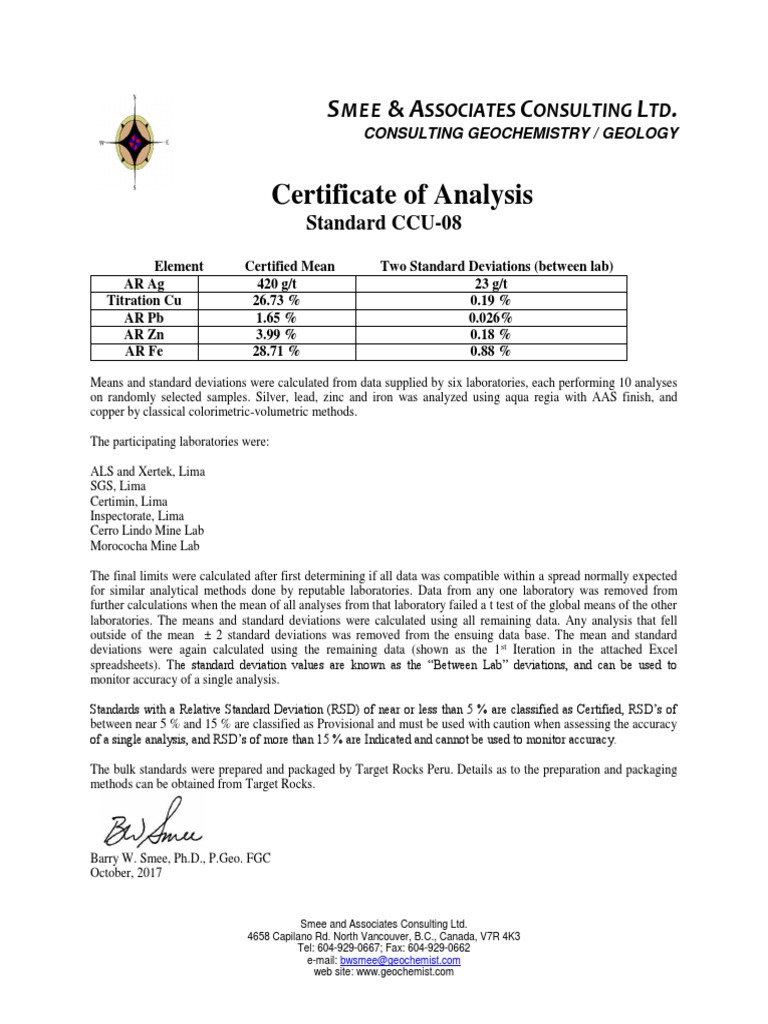 Target Rocks TR16390 (CCU-08) Certificate, October 17 | PDF | Science & Mathematics