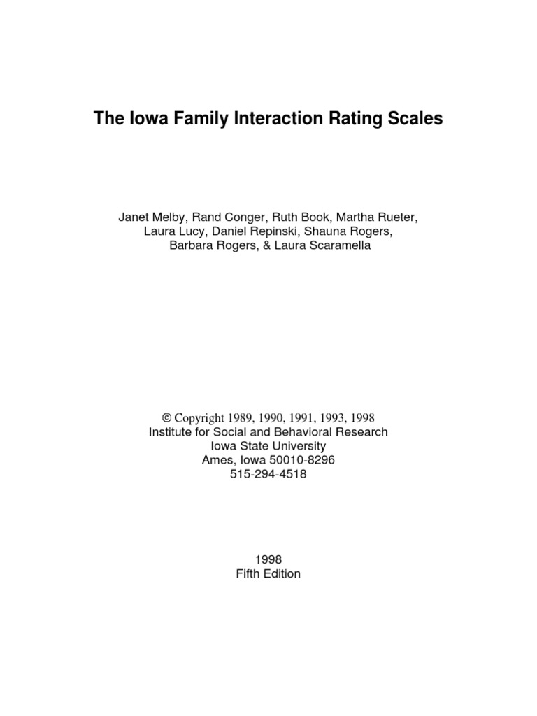 The Iowa Family Interaction Rating Scales | PDF | Affect (Psychology ...