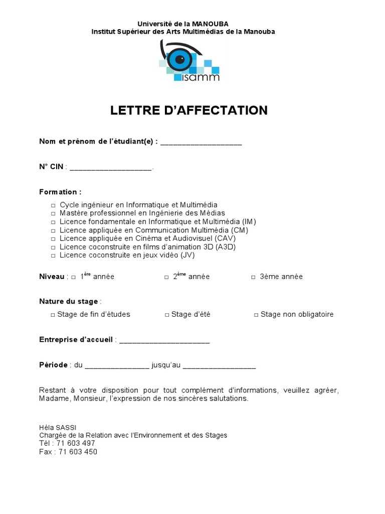 Lettre D'affectation | PDF