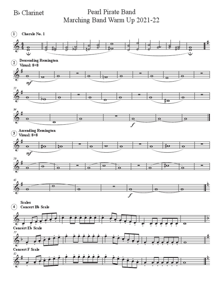 Warm Up Exercises 2021-22 - BB Clarinet | PDF