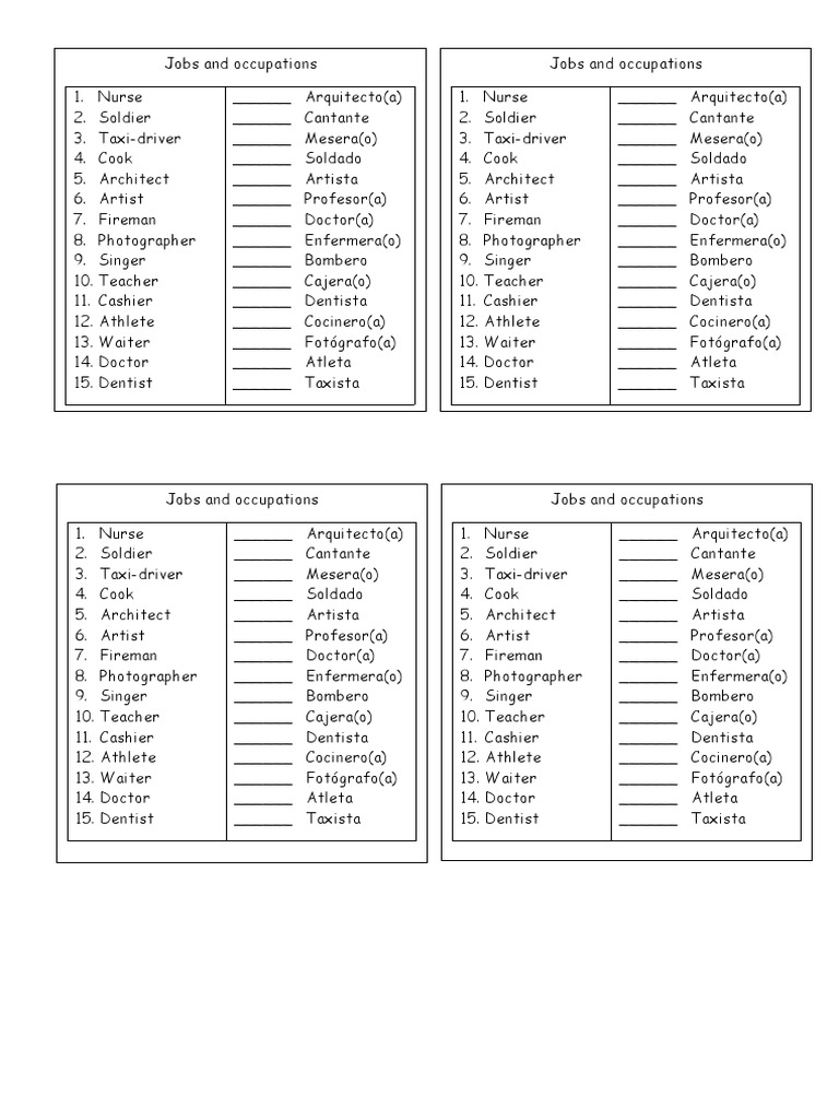 Jobs and occupation - Match activity | PDF | Health Care | Health Sciences