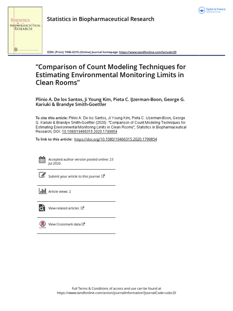Comparison of Count Modeling Techniques For Estimating Environmental Monitoring Limits in Clean ...