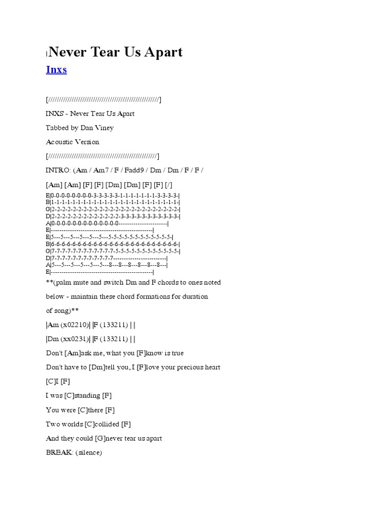 Chords for "Never Tear Us Apart" | PDF