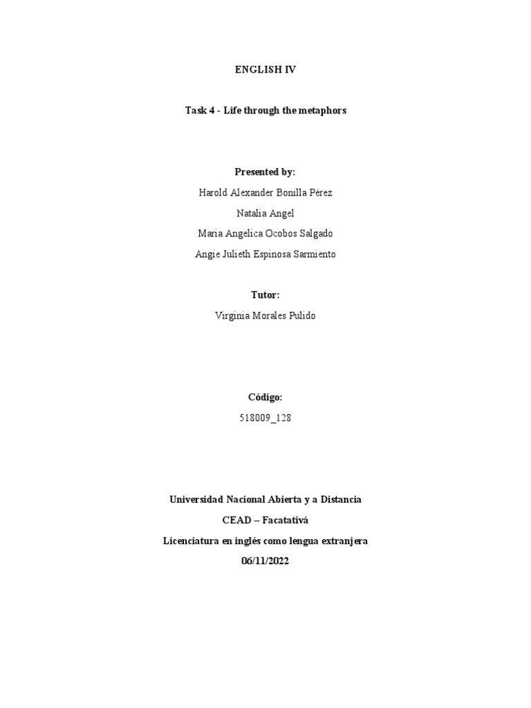Task 4 - Life Through The Metaphors | PDF