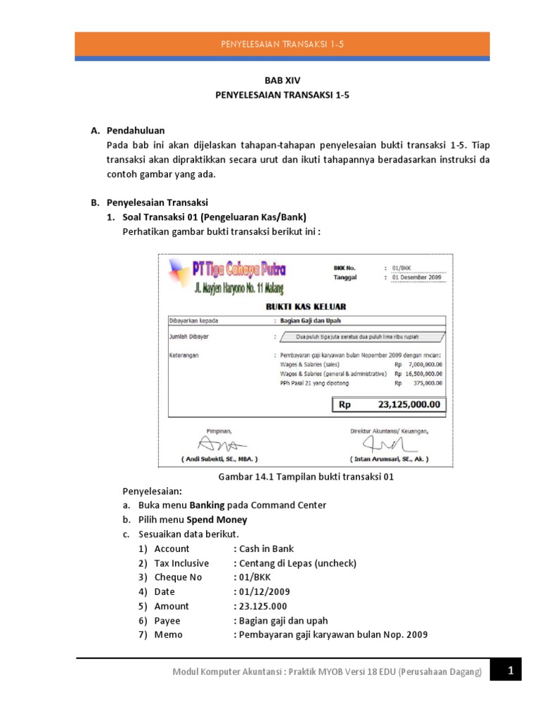 Bab Xiv (Penyelesaian Transaksi 1-5) - 3 | PDF