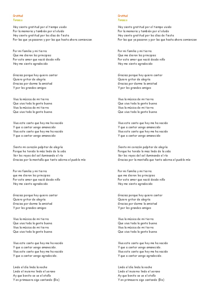 Gratitud Cancion | PDF