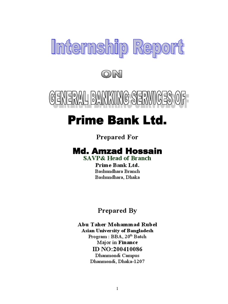 Assignment On General Banking Prime Bank Ltd. | PDF | Cheque | Credit Card